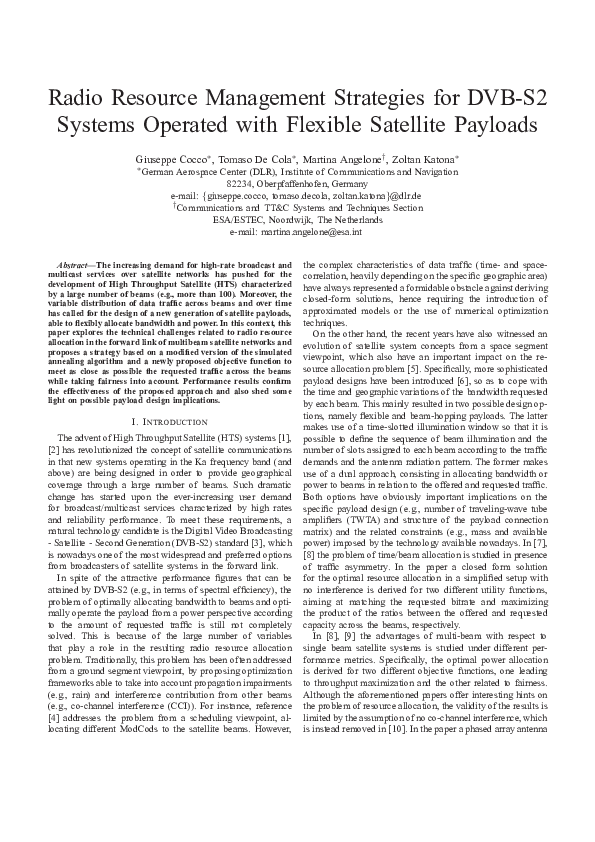 (PDF) Radio resource management strategies for DVB-S2 systems operated with flexible satellite ...