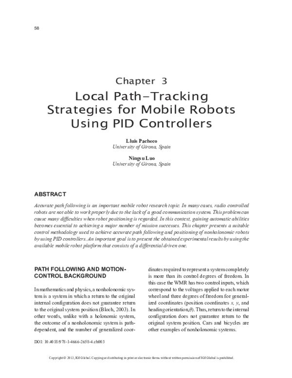 (PDF) Local Path-Tracking Strategies for Mobile Robots Using PID Controllers