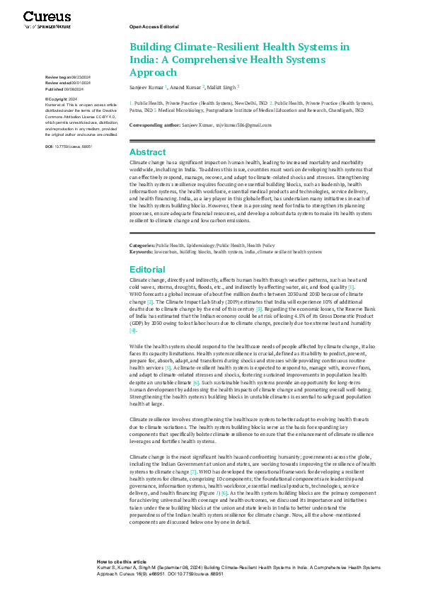 (PDF) Building Climate-Resilient Health Systems in India: A ...