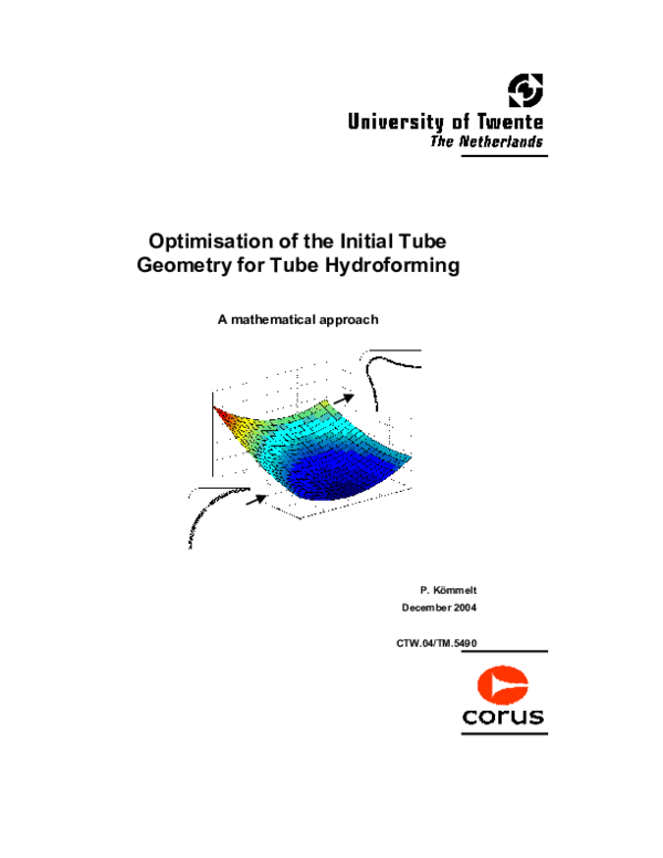 (PDF) Optimisation of the Initial Tube Geometry for Tube Hydroforming ...