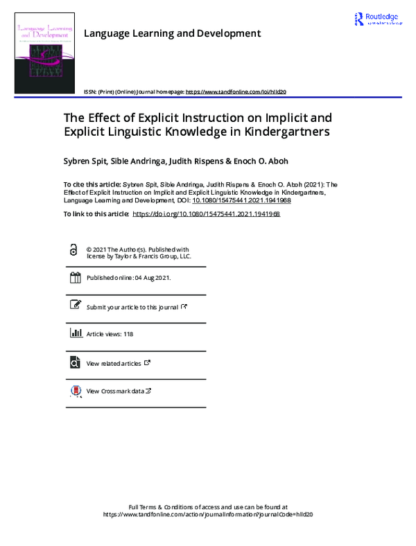 (PDF) The Effect of Explicit Instruction on Implicit and Explicit ...