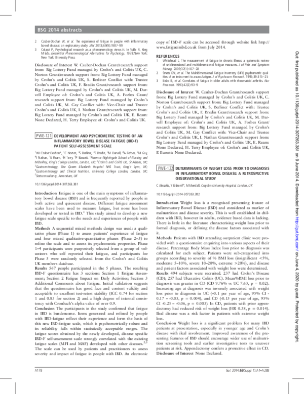 (PDF) PWE-121 Development And Psychometric Testing Of An Inflammatory ...