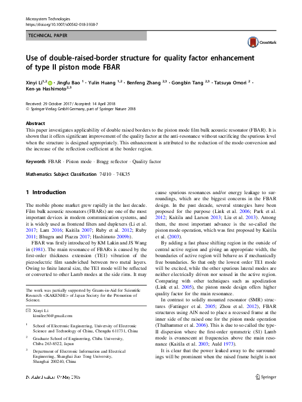 (PDF) Use of double-raised-border structure for quality factor ...