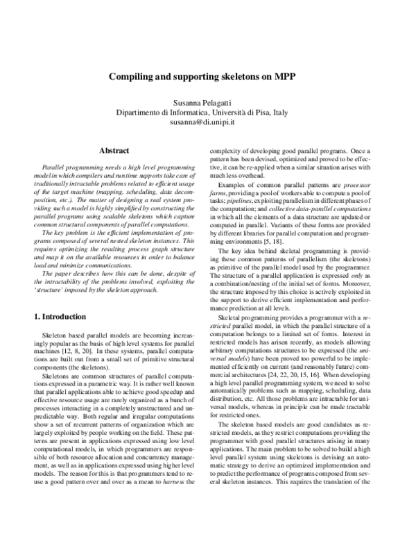 (PDF) Compiling and supporting skeletons on MPP