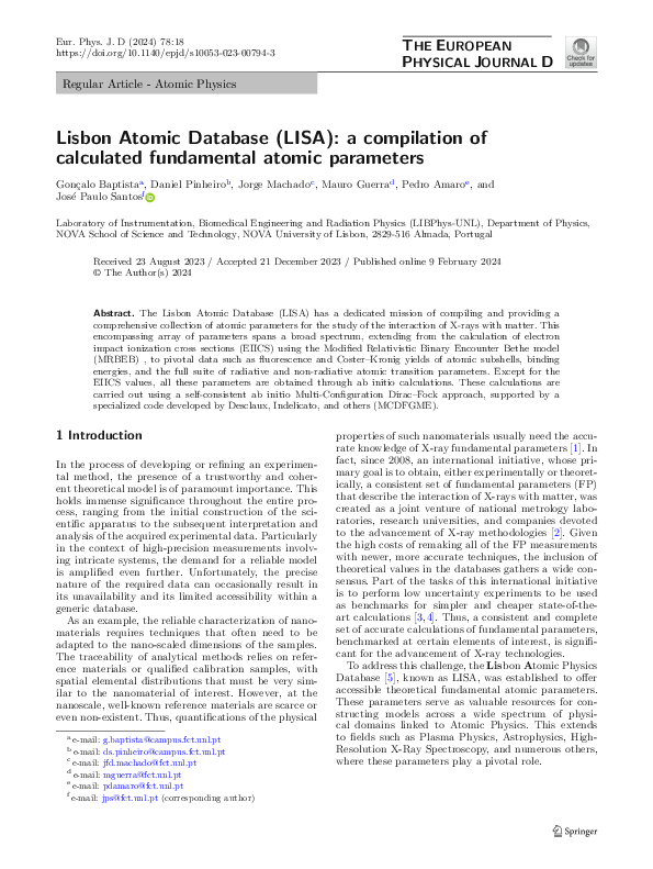 (PDF) Lisbon Atomic Database (LISA): a compilation of calculated ...