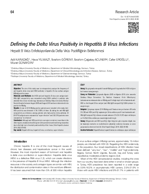 (PDF) Defining the Delta Virus Positivity in Hepatitis B Virus ...