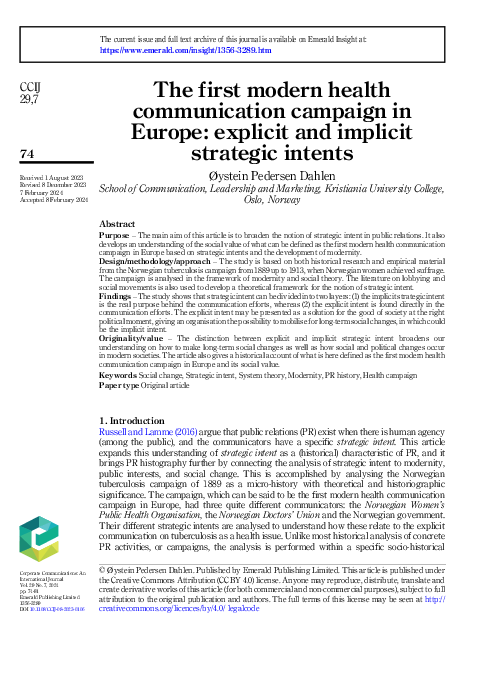 (PDF) The first modern health communication campaign in Europe ...