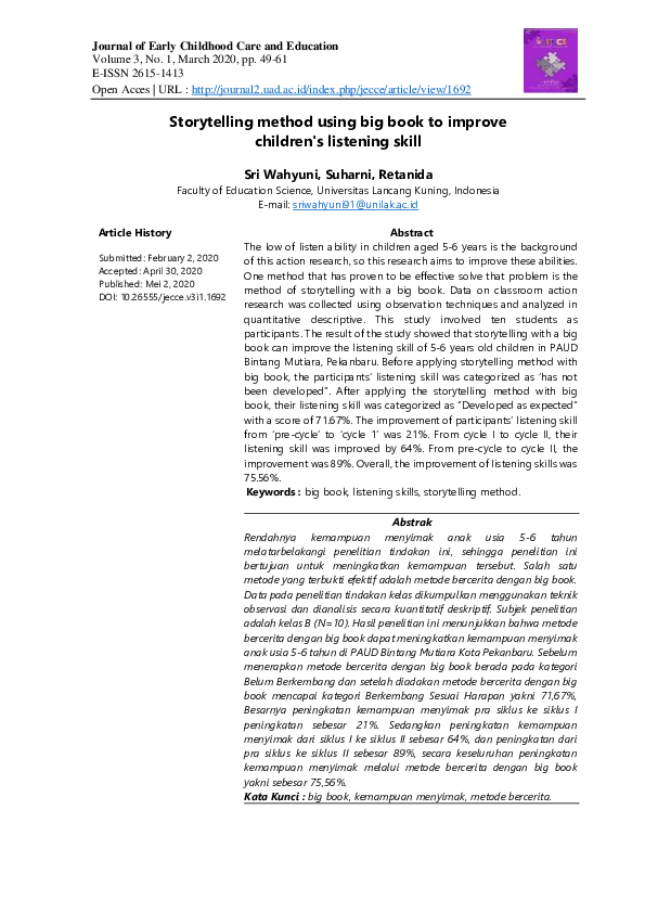 (PDF) Storytelling method using big book to improve children's ...