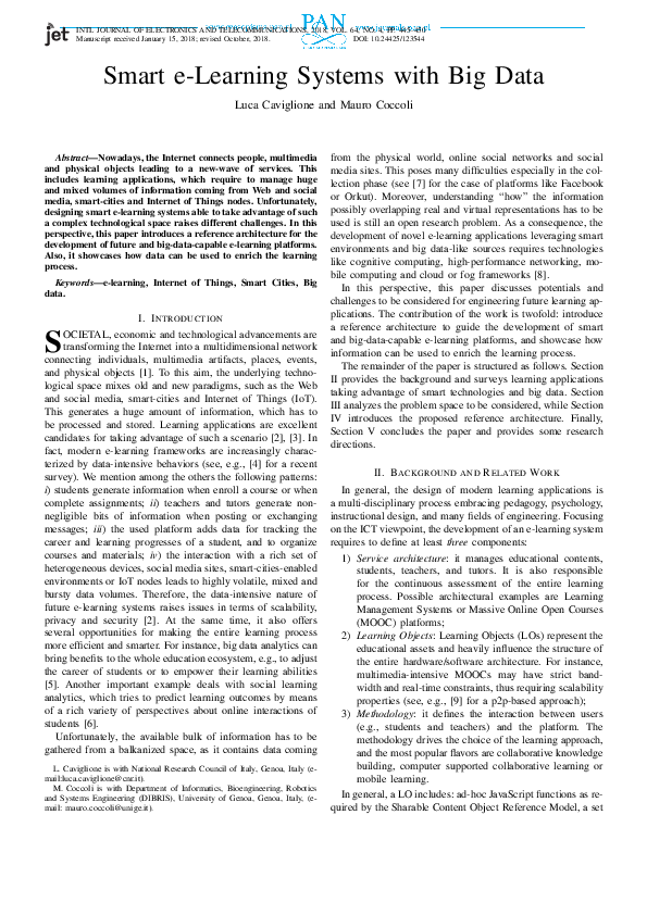 (PDF) Smart e-Learning Systems with Big Data