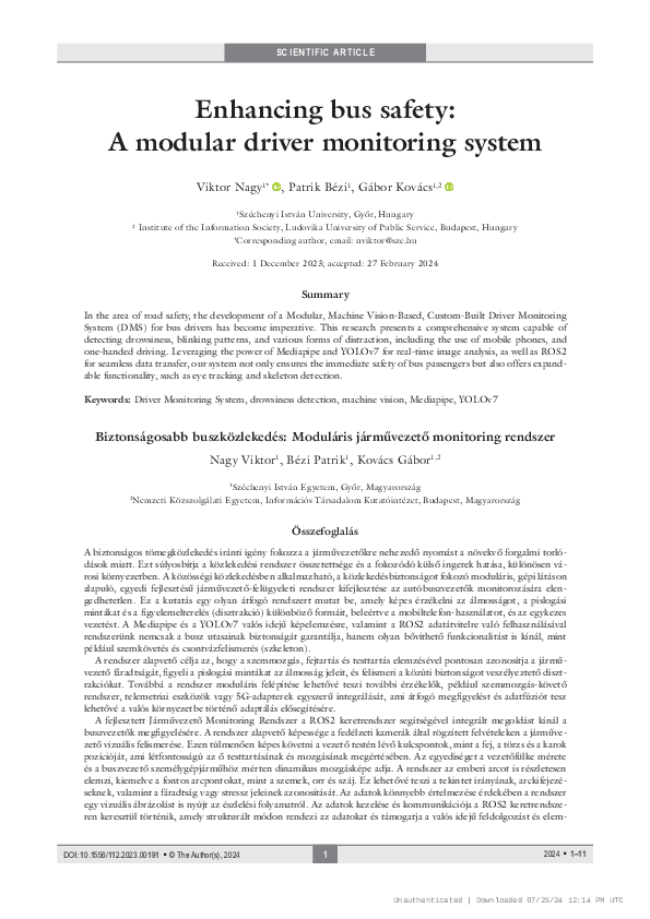 (PDF) Enhancing bus safety: A modular driver monitoring system