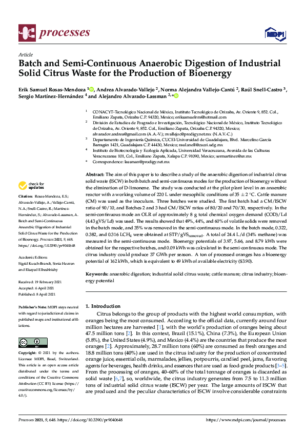 (PDF) Batch and semi-continuous anaerobic digestion of food waste in a ...