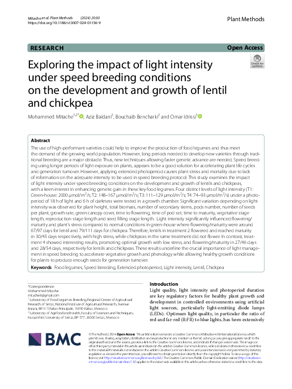 (PDF) Exploring the impact of light intensity under speed breeding ...