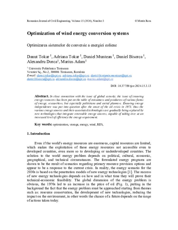 (PDF) Optimization of wind energy conversion systems