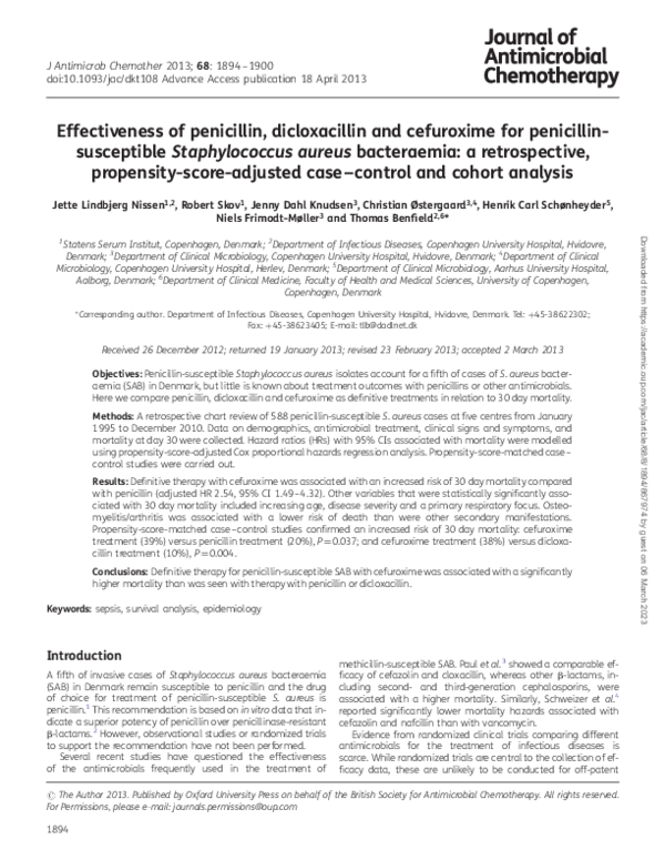 (PDF) Effectiveness of penicillin, dicloxacillin and cefuroxime for ...