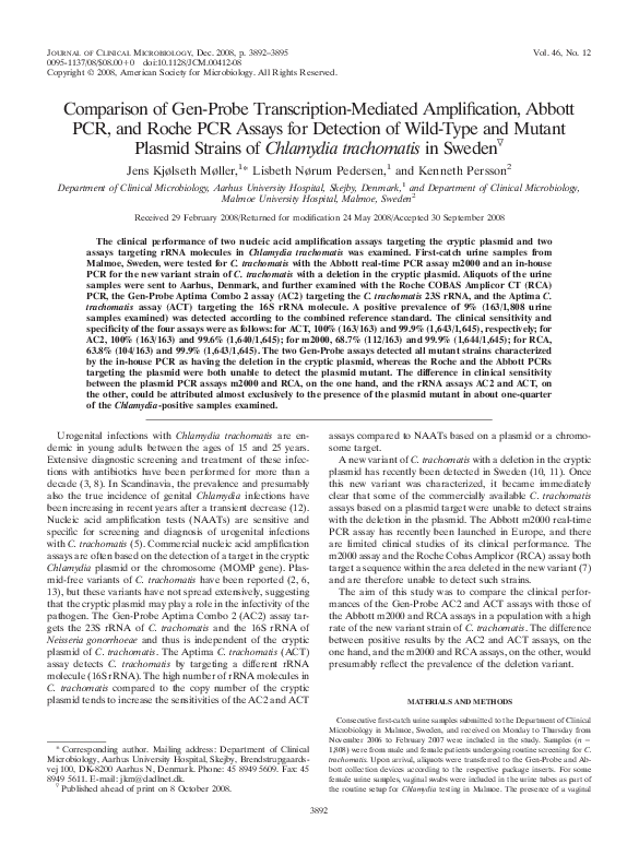 (PDF) Comparison of Gen-Probe Transcription-Mediated Amplification ...