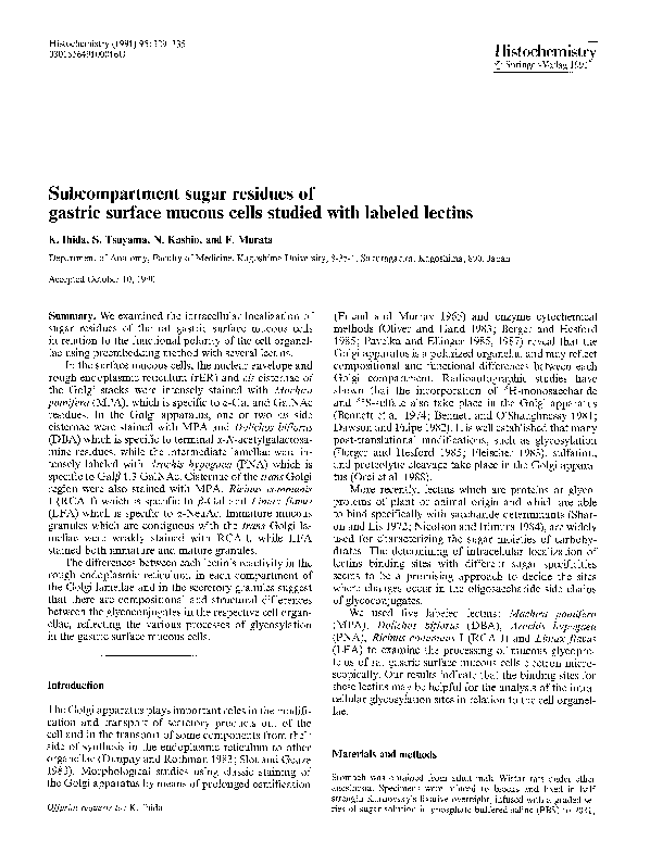 (PDF) Subcompartment Sugar Residues of the Gastric Surface Mucous Cells ...