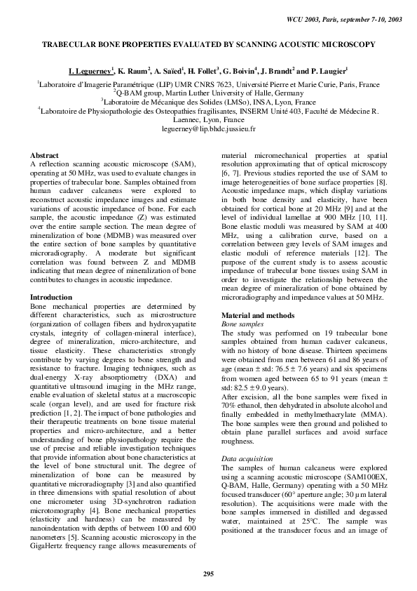 (PDF) Trabecular bone properties evaluated by scanning acoustic microscopy