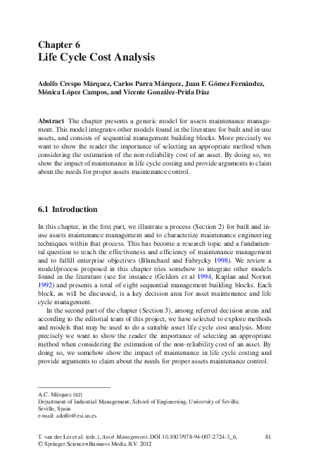 (PDF) Life Cycle Cost Analysis