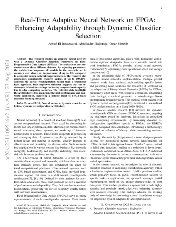 (PDF) Real-Time Adaptive Neural Network on FPGA: Enhancing Adaptability through Dynamic ...