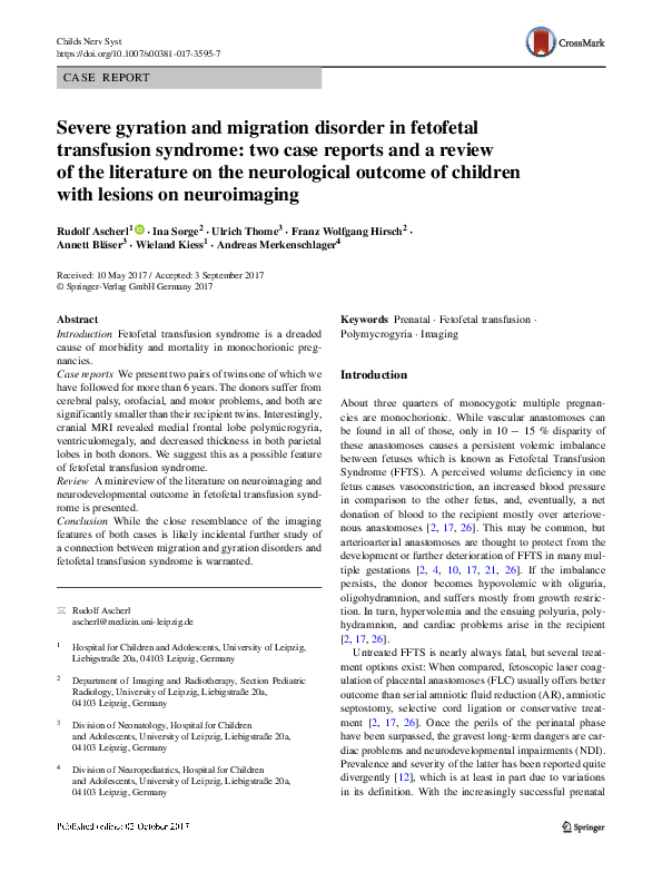 (PDF) Severe gyration and migration disorder in fetofetal transfusion ...