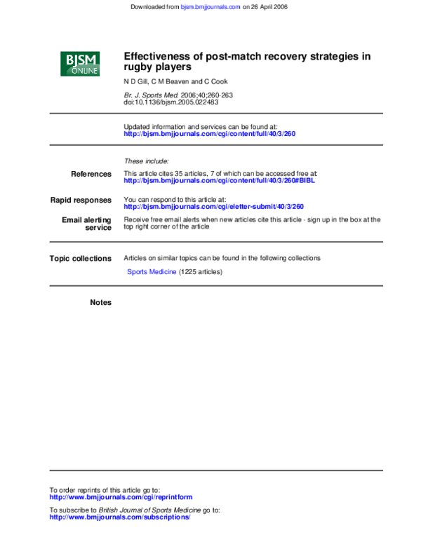 (PDF) Effectiveness of post-match recovery strategies in rugby players