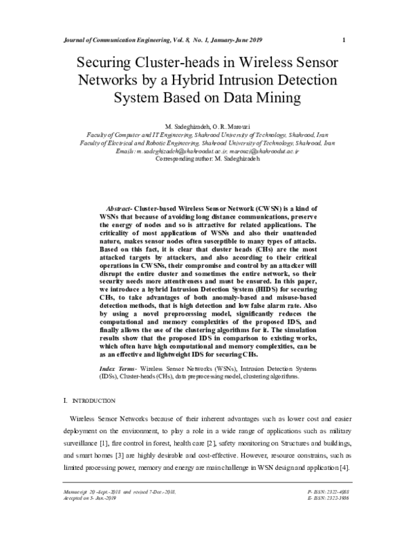 (PDF) Securing Cluster-heads in Wireless Sensor Networks by a Hybrid ...