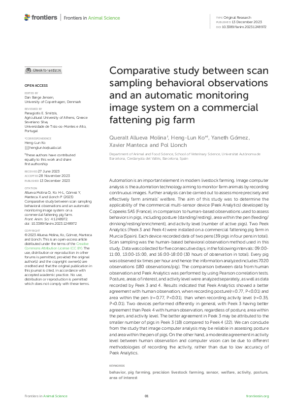 (PDF) Comparative study between scan sampling behavioral observations and an automatic ...
