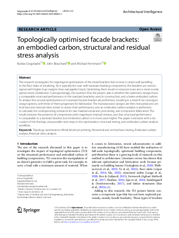 (PDF) Topologically optimised facade brackets: an embodied carbon ...