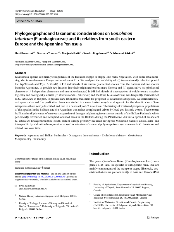 (PDF) Phylogeographic and taxonomic considerations on Goniolimon ...