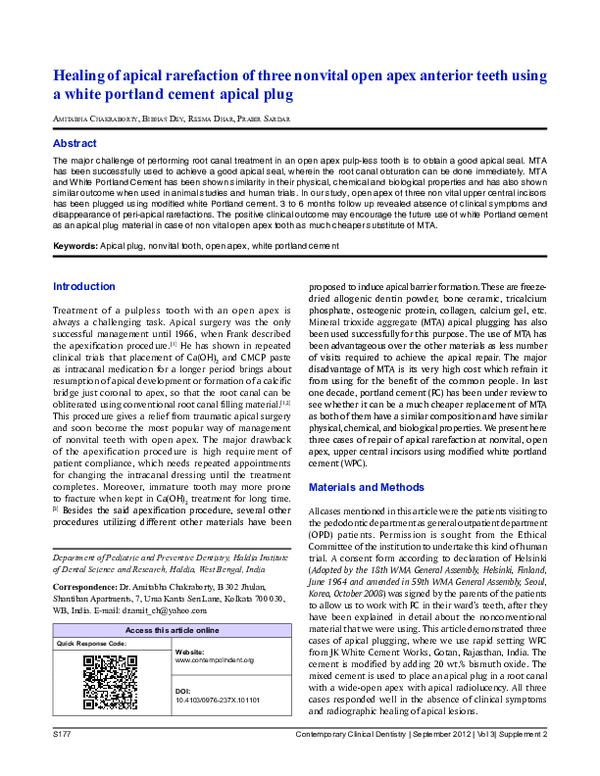 (PDF) Healing of apical rarefaction of three nonvital open apex ...