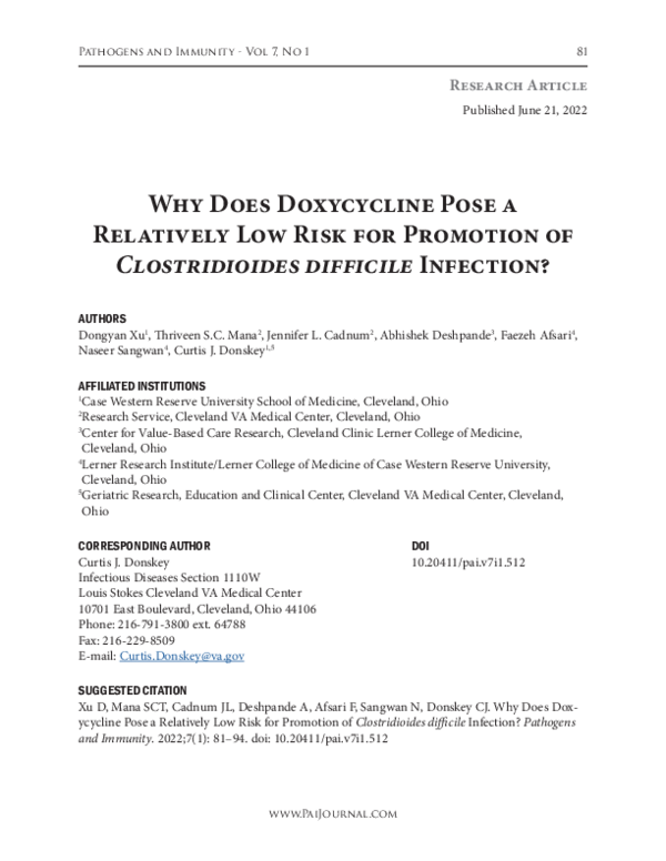 (PDF) Why Does Doxycycline Pose a Relatively Low Risk for Promotion of ...
