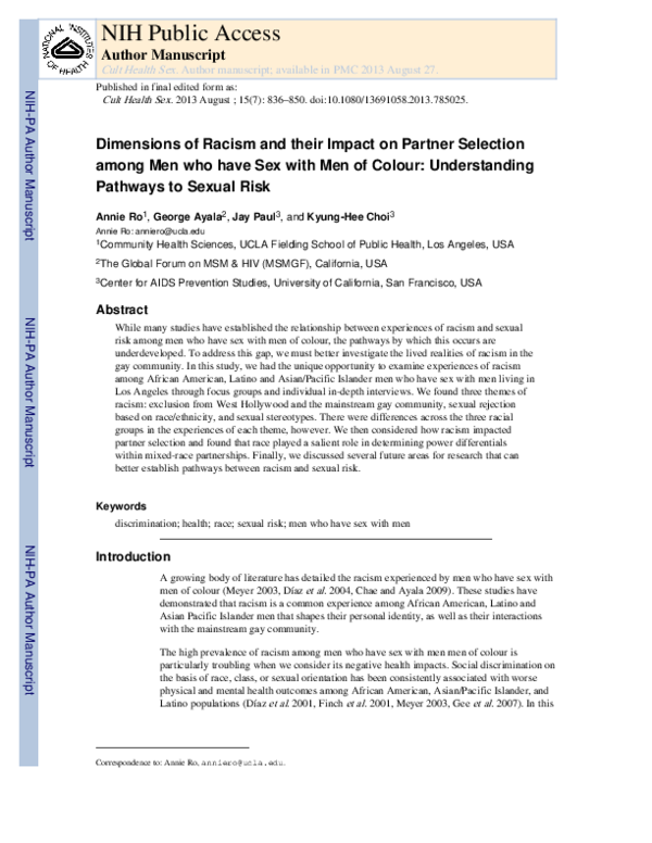 (PDF) Dimensions of racism and their impact on partner selection among ...