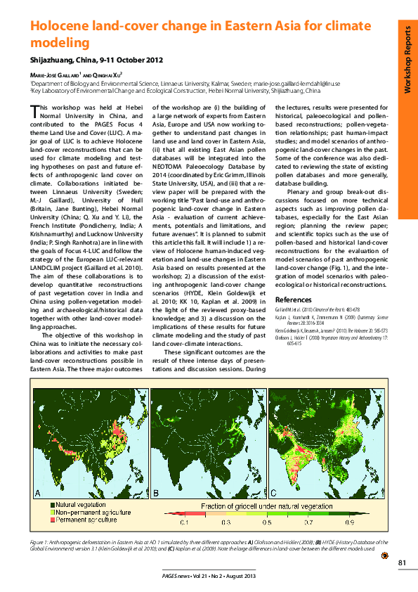 (PDF) Holocene land-cover change in Eastern Asia for climate modeling
