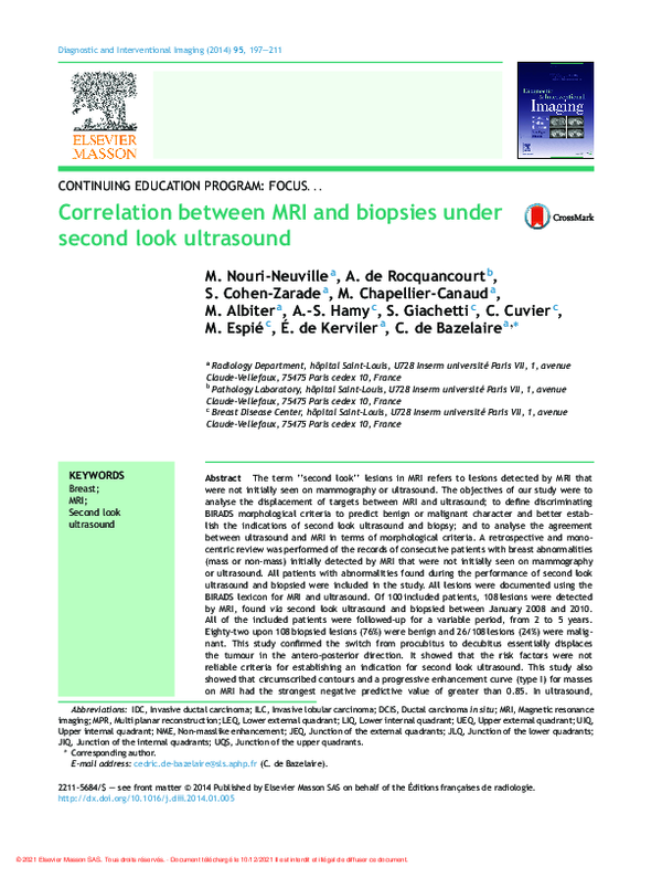 (PDF) Correlation between MRI and biopsies under second look ultrasound