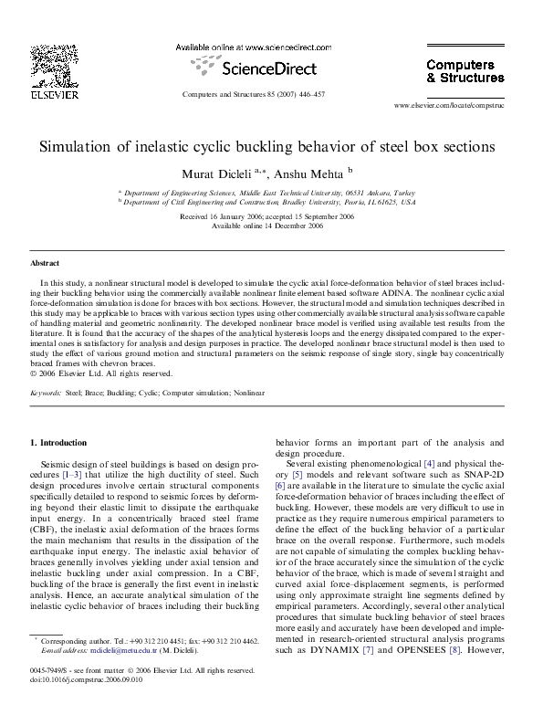 (PDF) Simulation of inelastic cyclic buckling behavior of steel box ...