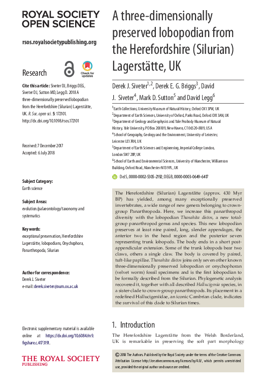 (PDF) A three-dimensionally preserved lobopodian from the Herefordshire ...