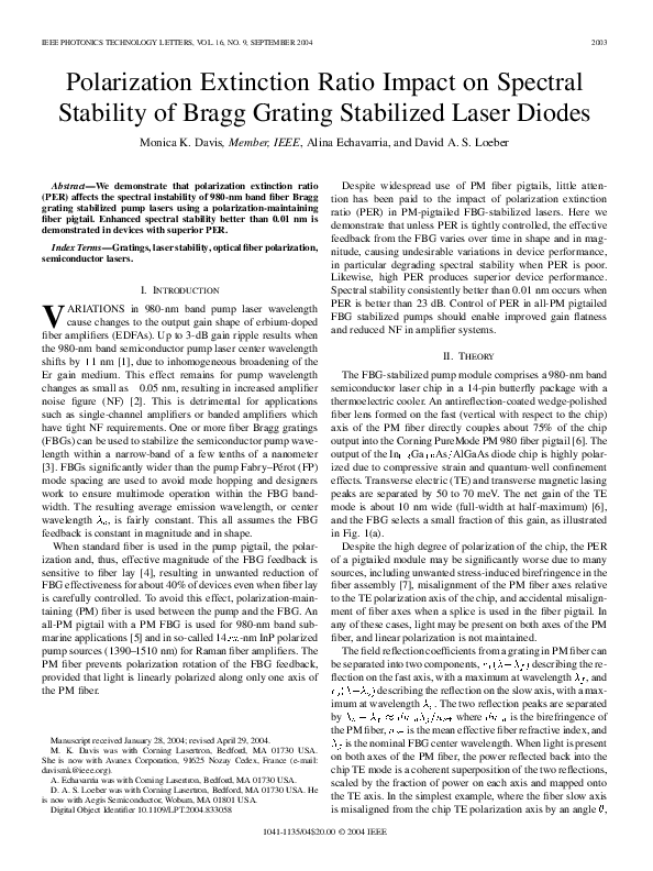 (PDF) Polarization Extinction Ratio Impact on Spectral Stability of ...