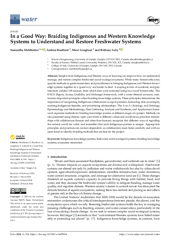 (PDF) In a Good Way: Braiding Indigenous and Western Knowledge Systems ...