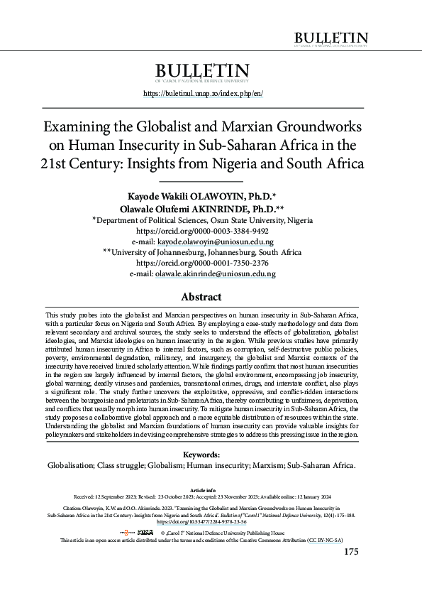 (PDF) Examining the Globalist and Marxian Groundworks on Human ...