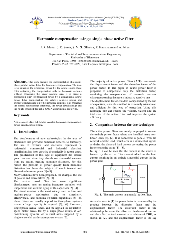 (PDF) Harmonic compensation using a single phase active filter | Sérgio Vidal Garcia Oliveira ...