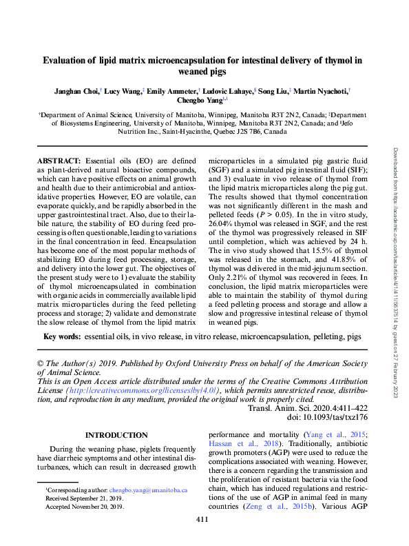 (PDF) Evaluation of lipid matrix microencapsulation for intestinal ...