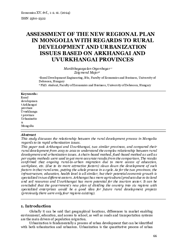 (PDF) Assessment of the New Regional Plan in Mongolia with regards to ...