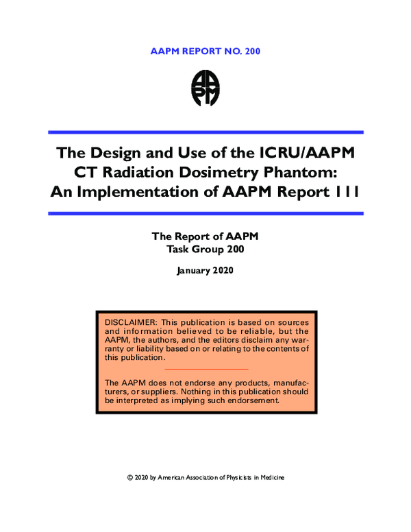 (PDF) The Design and Use of the ICRU/AAPM CT Radiation Dosimetry ...