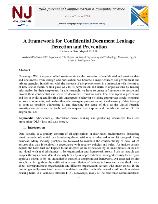 (PDF) A Framework for Confidential Document Leakage Detection and ...