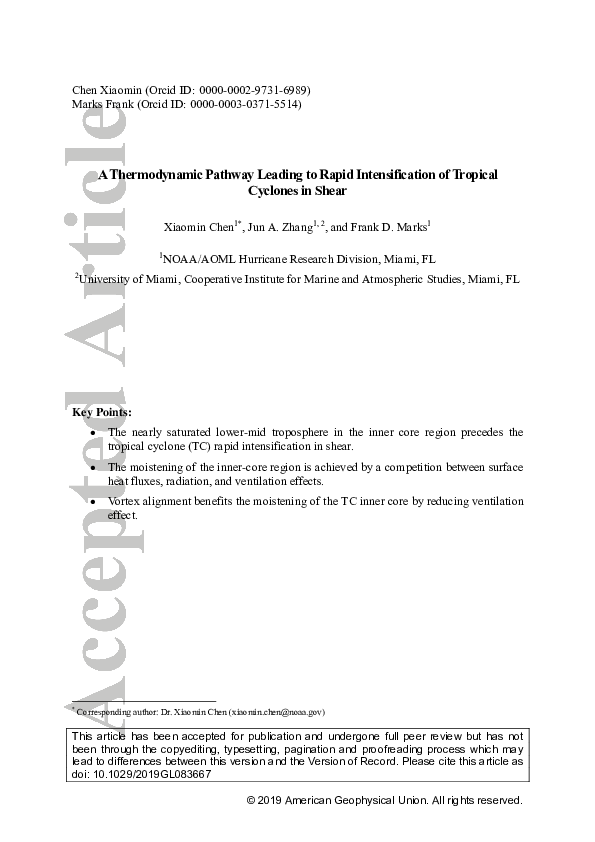 (PDF) A Thermodynamic Pathway Leading to Rapid Intensification of ...