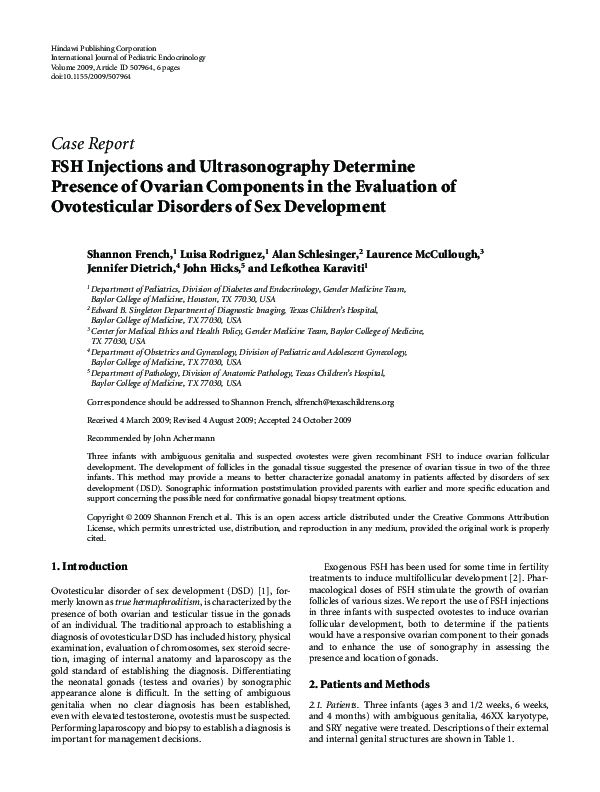 (PDF) FSH Injections and Ultrasonography Determine Presence of Ovarian ...