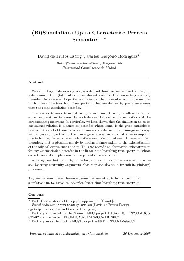 (PDF) (Bi)simulations up-to characterise process semantics