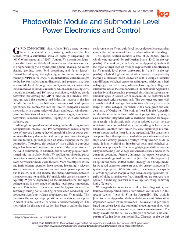 (PDF) Photovoltaic Module and Submodule Level Power Electronics and Control