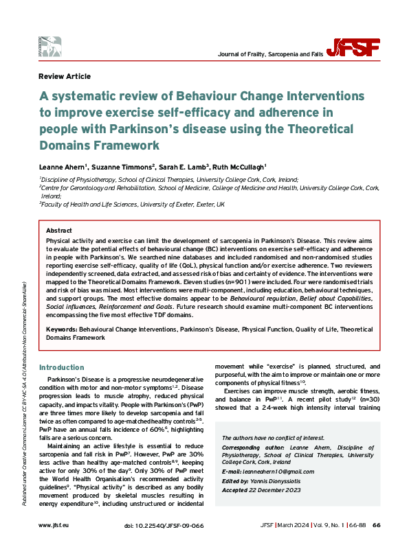 (PDF) A systematic review of Behaviour Change Interventions to improve exercise self-efficacy ...