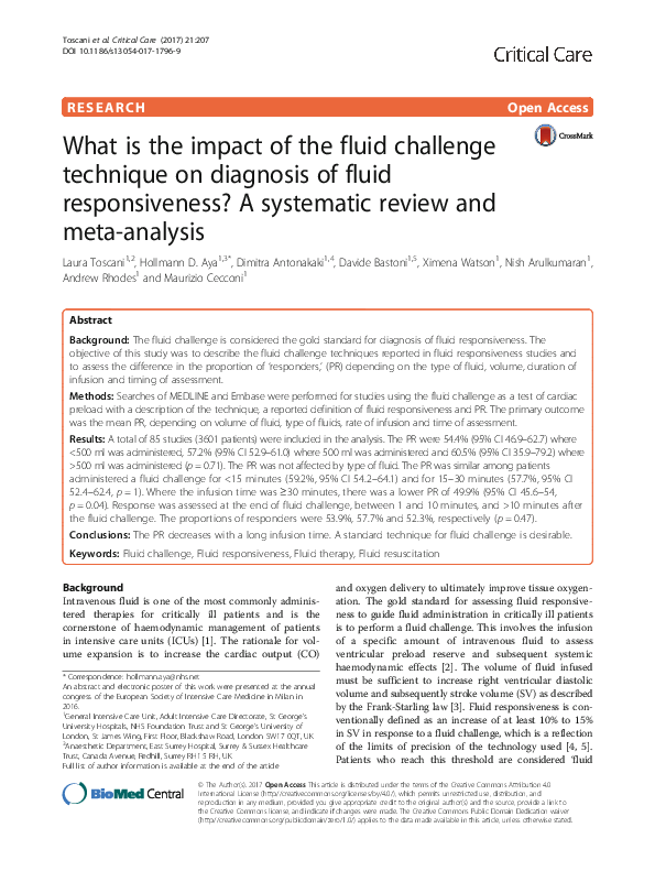 (PDF) What is the impact of the fluid challenge technique on diagnosis ...